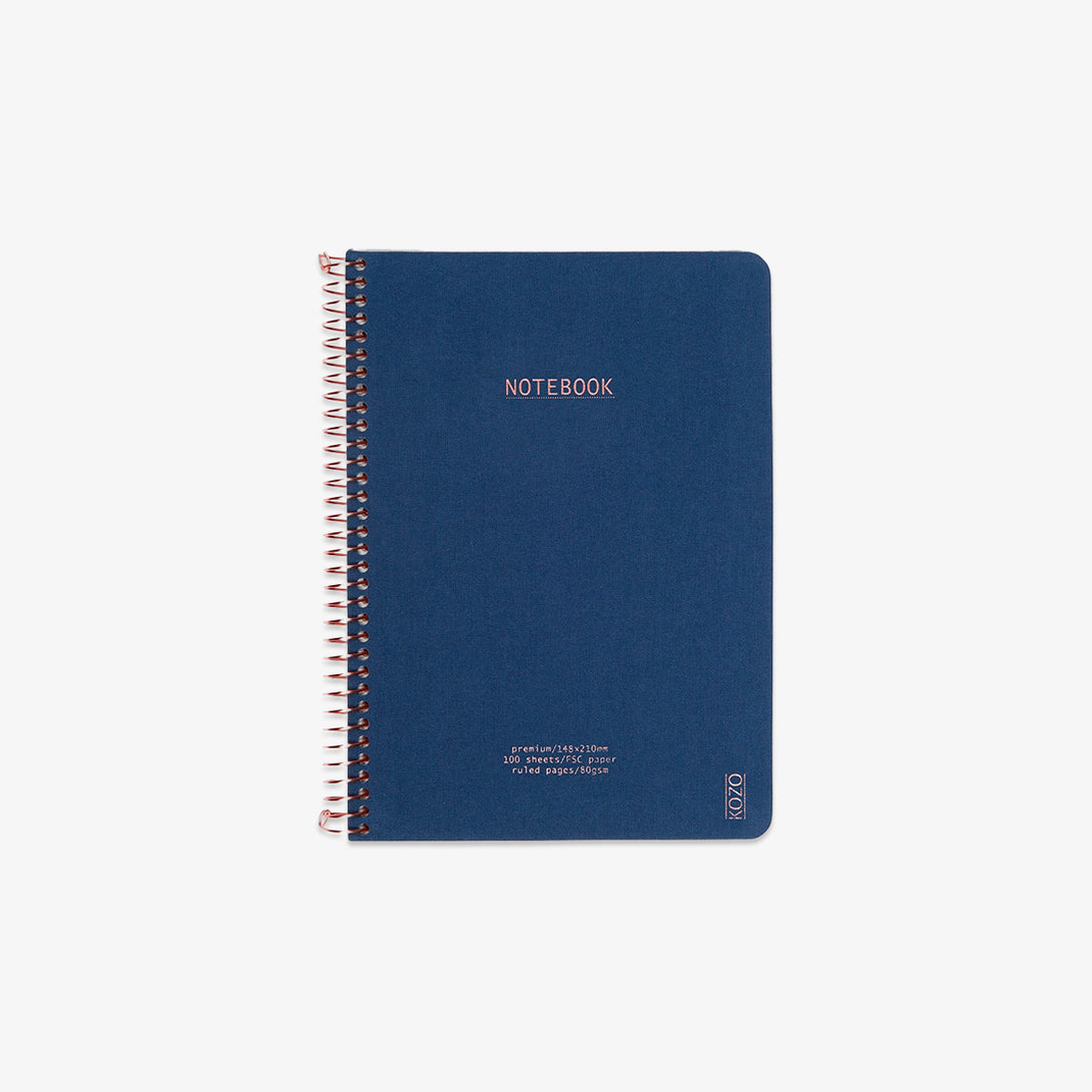 KOZO SPIRAL-BOUND NOTEBOOK A5 // NAVY – Kartotek Copenhagen